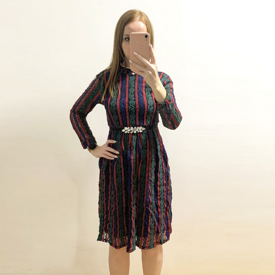 053. Boho midi haljina polurolka, cipka