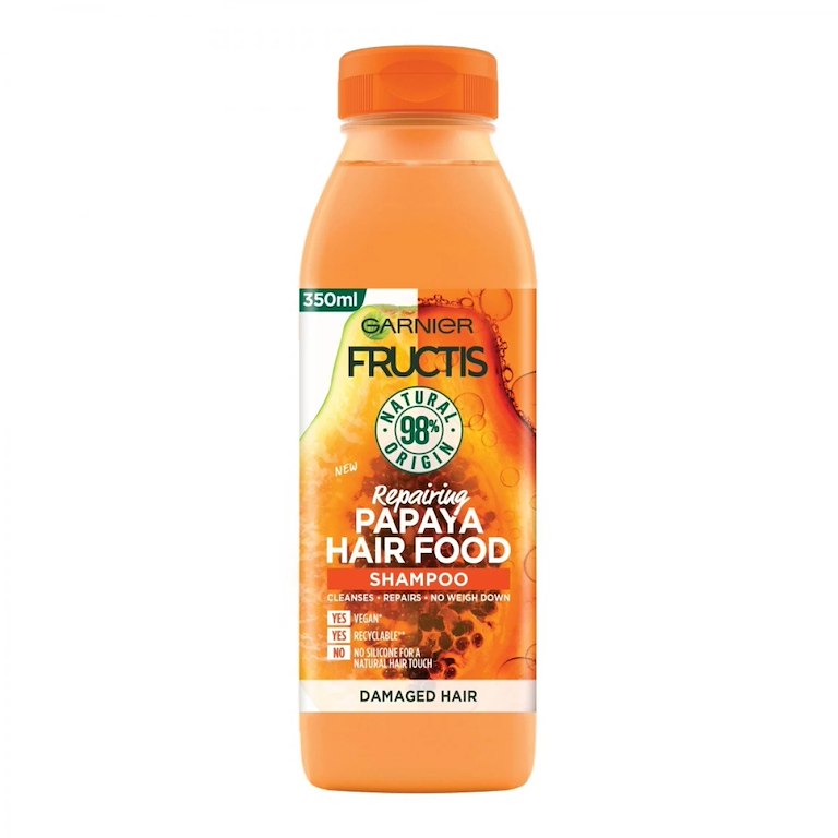 GARNIER FRUCTIS HAIR FOOD ŠAMPON 350ML NATURAL 98% ORIGIN PAPAYA