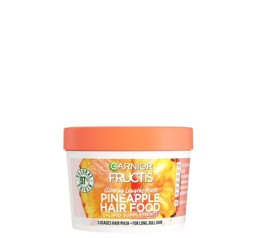 GARNIER FRUCTIS HAIR FOOD MASKA ZA KOSU 390ML NATURAL 96% PINEAPPLE