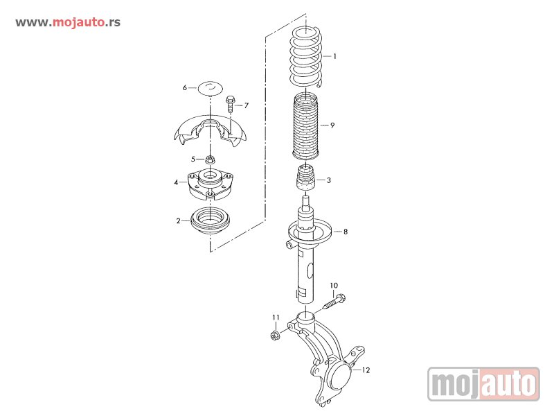 Audi A3 2.0TDI qattro Opruga Amortizera Prednja 04-13,NOVO