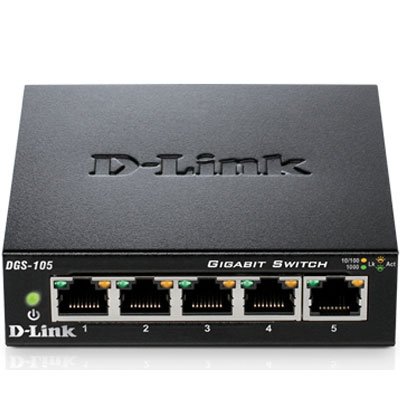 D-Link 5-port Gigabit 10/100/1000Mbps Desktop Switch, Metal Housing | DGS-105