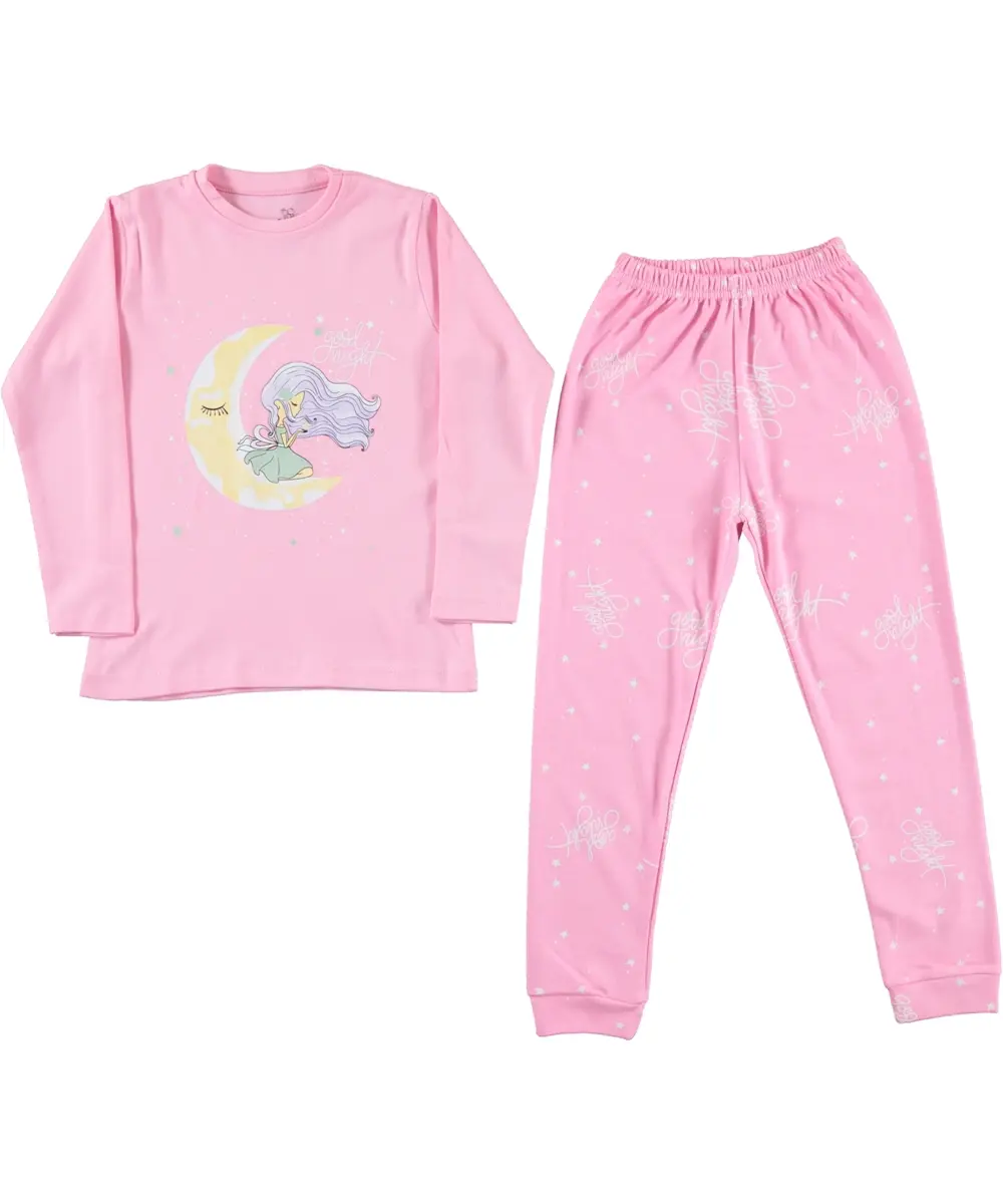 Pidžama sa mesecom za devojčice, Roze
