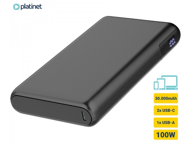 Snazan Powerbank 100W 30000mAh 2 x USB C + 1 x USB 3.0!