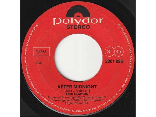 Eric Clapton – After Midnight Vinyl, 7`, 45 RPM