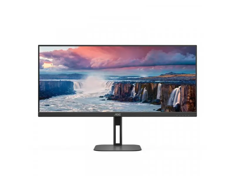 AOC U34V5C/BK Monitor, UltraWide, QHD, 100Hz, USB-C AMD FreeSync, Sivi, 34"