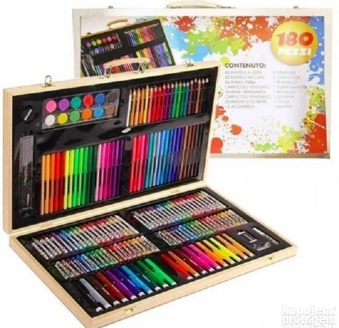 Drveni kofer set za decu 180 delova