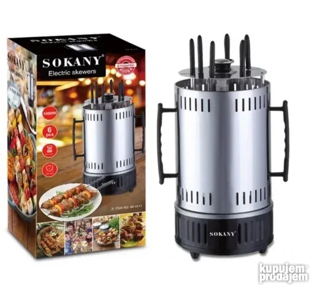 Električni roštilj grill za 6 ražnjića