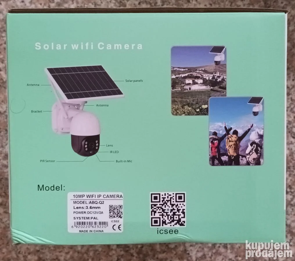 ICsee WIFI PTZ solarna IP smart kamera HD 4K