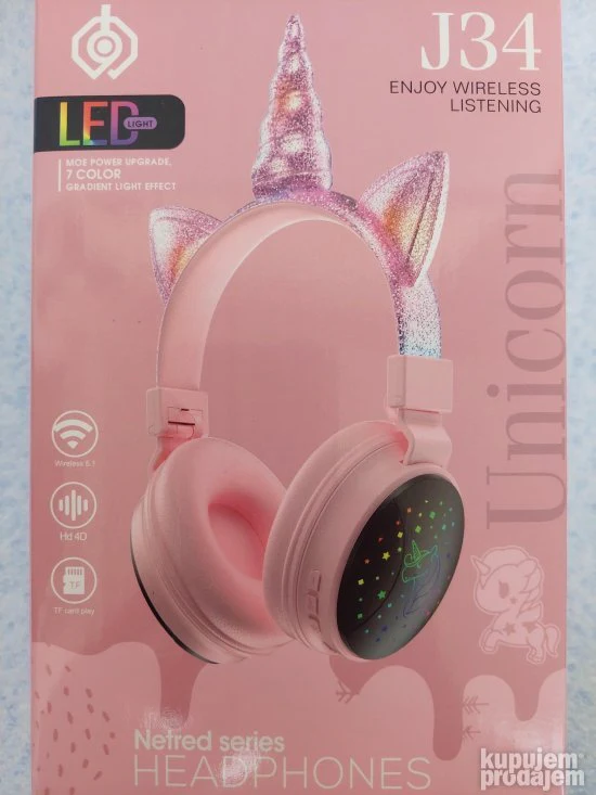 Jednorog slusalice maca za decu macje usi cat ear unicorn