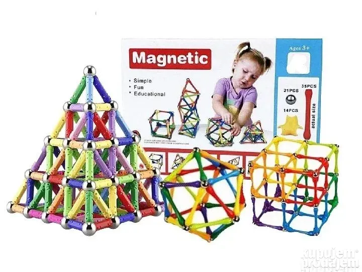 Kreativni magnetni štapići 63kom