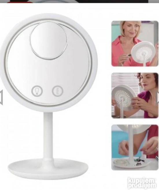 Led ogledalo za sminkanje sa ventilatorom touch sensor 3u1