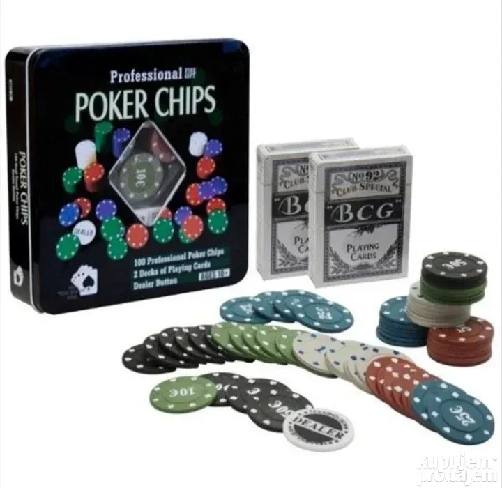 Poker čipovi 100kom + 2 špila karata