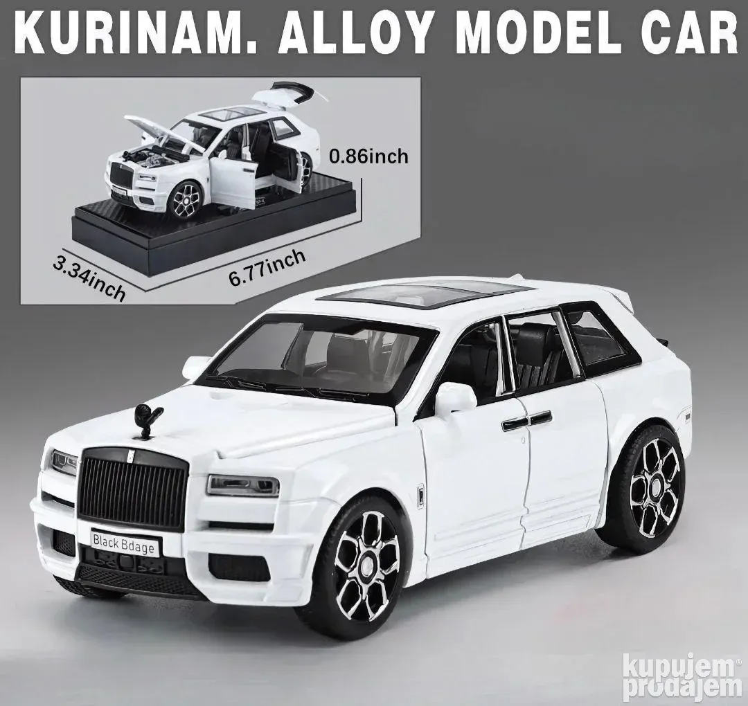 Rolls royce culinan 1:32 beli metalni auto