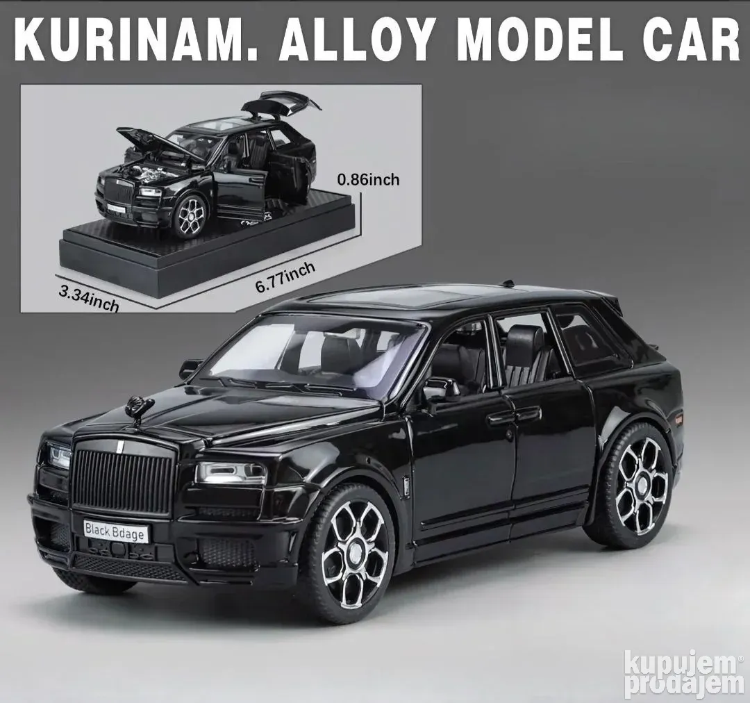 Rolls royce culinan 1:32 Crni metalni auto