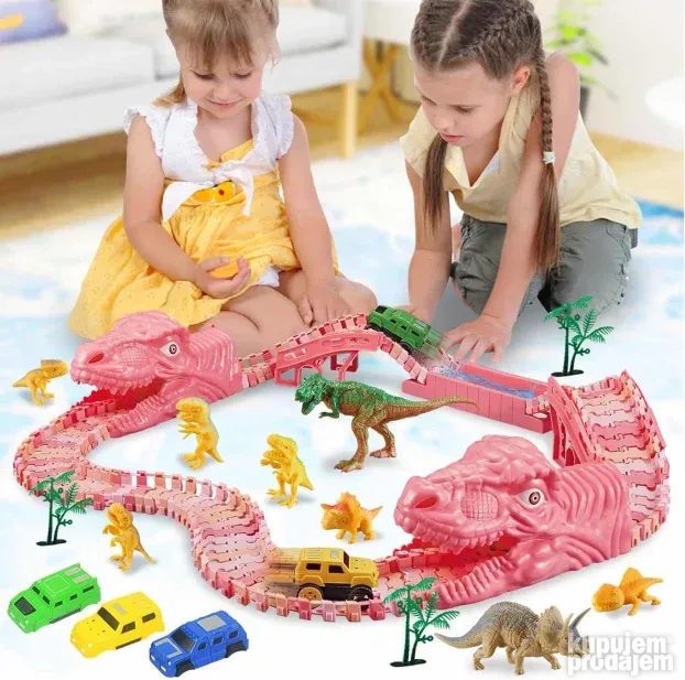 Roze i Zelena dino staza - Dinosaurus staza za autiće