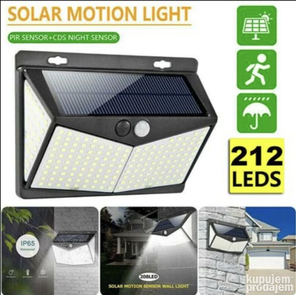 Solarna led lampa za dvorište, baštu, kuću zidna