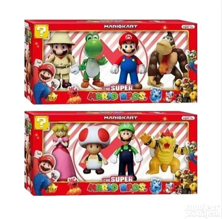 Super mario set Luigi, Toad, Peach, Bowser