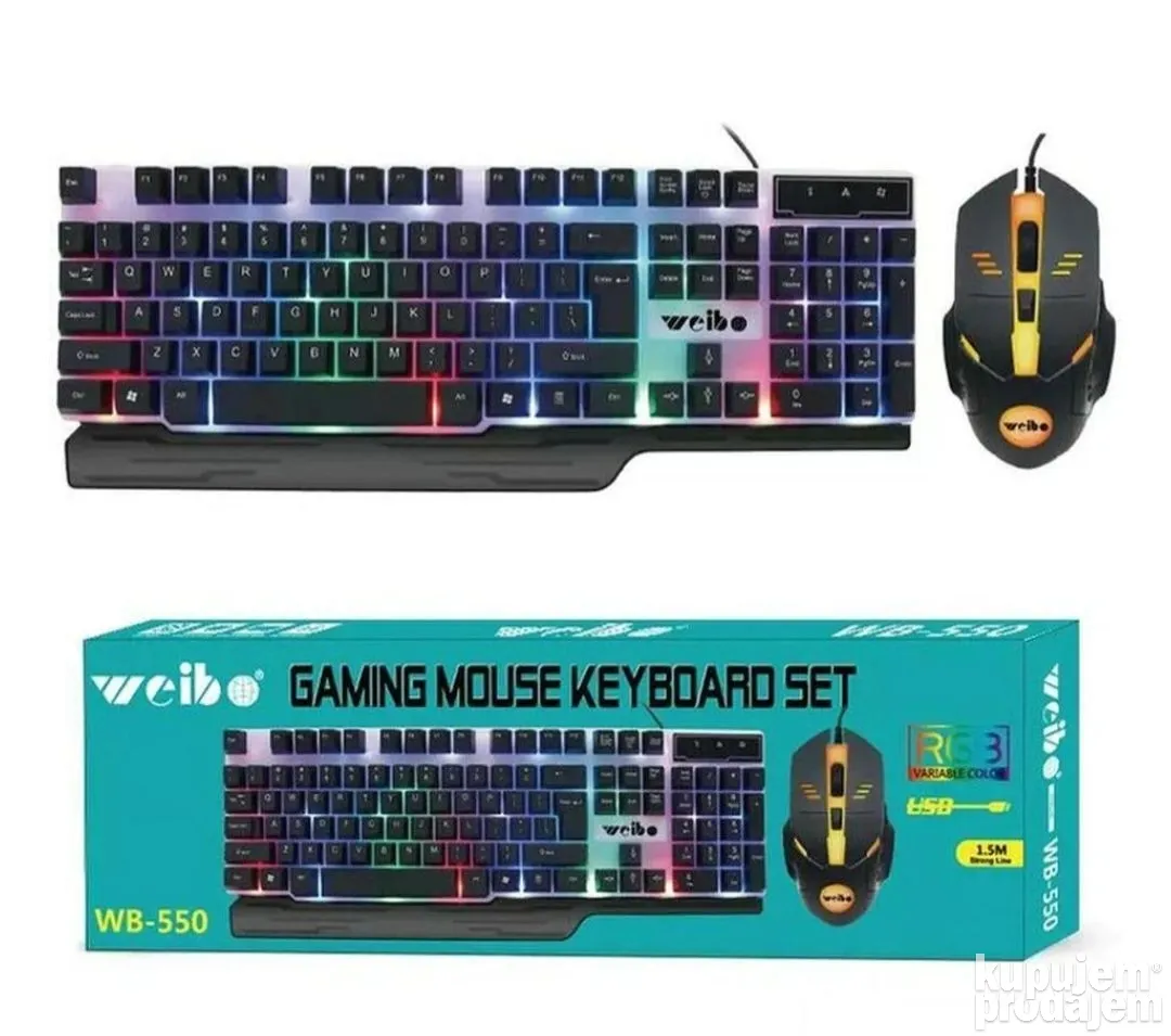 Svetleća tastatura i Gejmerski miš - Model Weibo WB 550