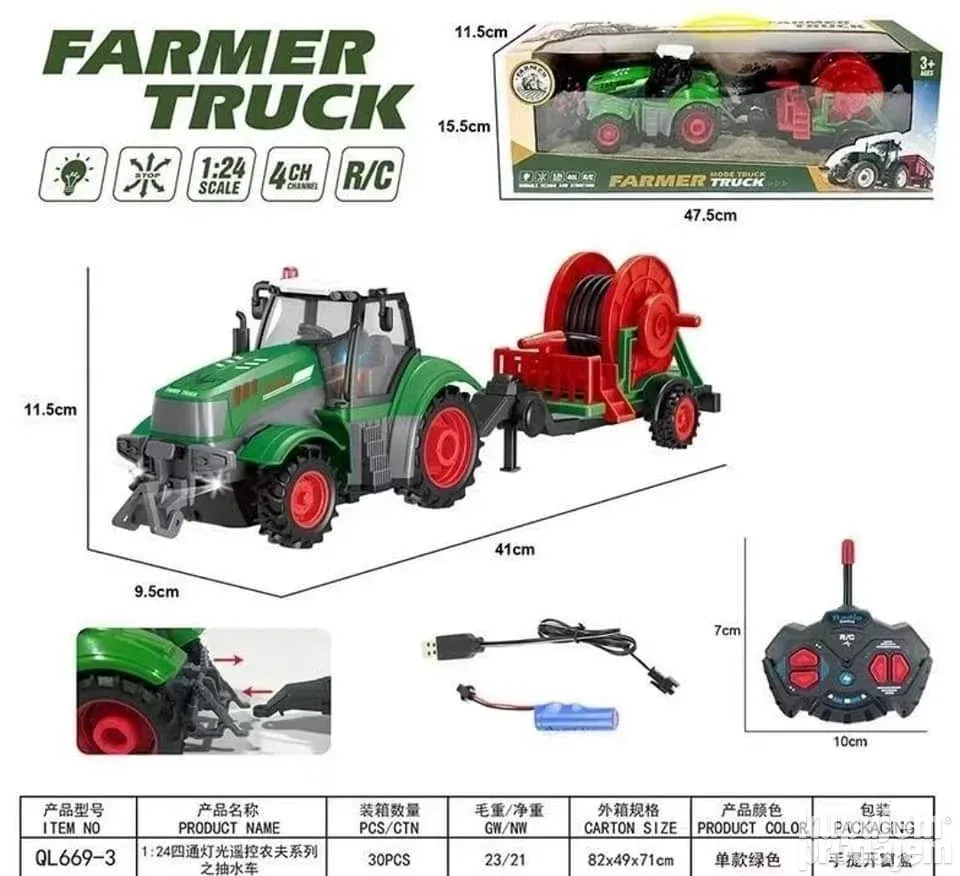 Traktor na daljinski upravljac sa prikolicom