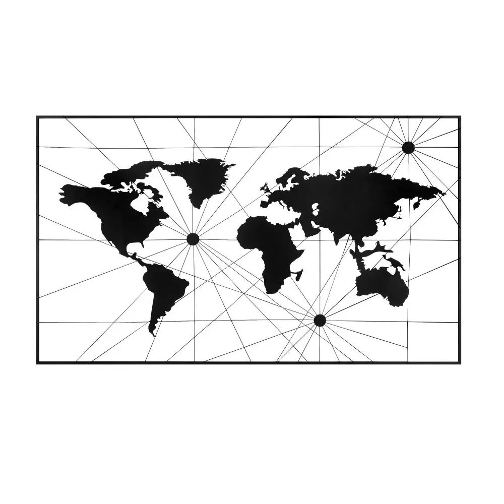 Wallxpert Zidna dekoracija World Map 16, 120x70cm, Crna