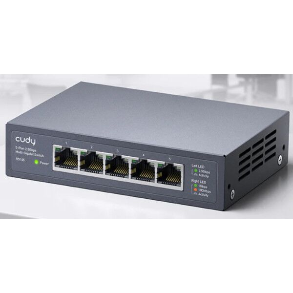 Cudy HS105 5-Port 2.5G Unmanaged Metal Switch za NAS zahteve koji zahtevaju intenzivnu propusnost