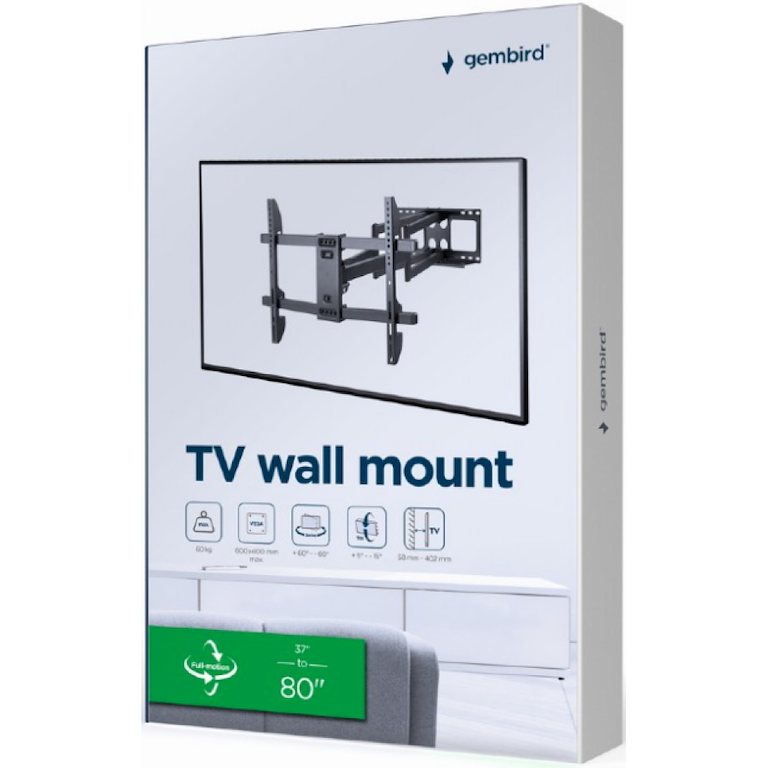 WM-80ST-02 Gembird TV nosac okretanje/tilt 37-80 VESA max.60x40cm, max 60kg, drzac