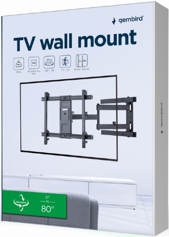 WM-80ST-05 Gembird TV nosac okretanje/tilt 37-80 VESA max.60x40cm, max 50kg, drzac