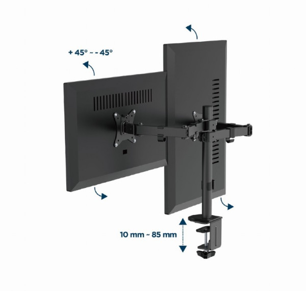 MA-D2-03 Gembird Podesivi dupli stoni drzac za monitor, tilt, 17-32 max.2x9kg