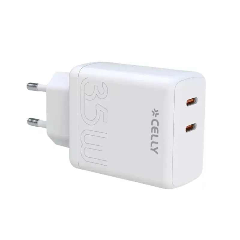 Kućni punjač Celly TC2USBC35WWH 35W 2x USB C