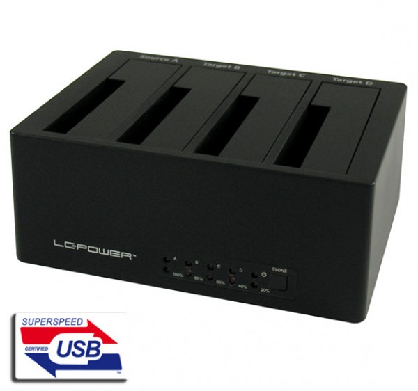 HDD D. Station 4-bay LC-DOCK-U3-4B 4xSSD/HDD, Black, USB 3.0/eSATA