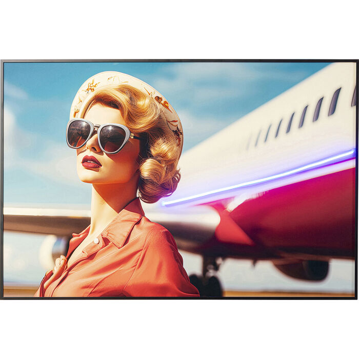 Framed Picture LED Jetset Pose Lady 120x80cm