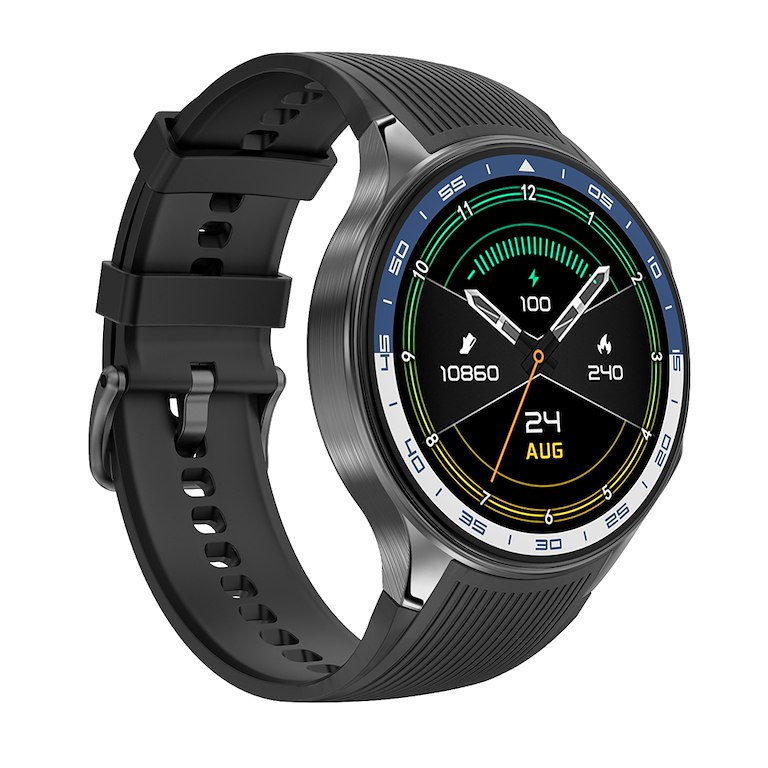 Smart watch DT Watch X crni (crna silikonska i braon kozna narukvica) (MS)