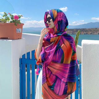 PINK RAINBOW SCARF - Ešarpa za plažu pink boji