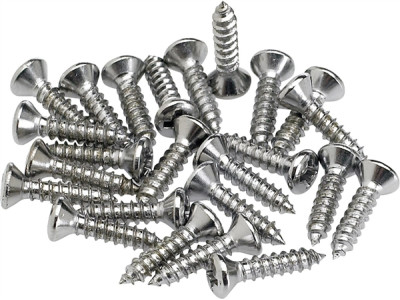 Fender PRIBOR Pickguard - Control Plate Mounting Screws - Chrome (Set of 24)