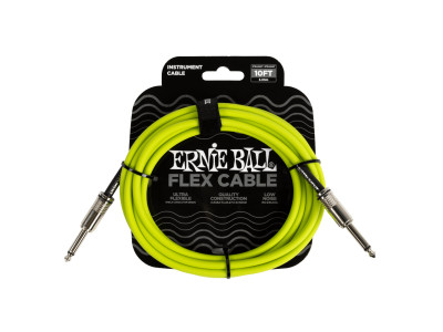 Ernie Ball P06414 FLEX INSTRUMENT CABLE STRAIGHT 10FT - GREEN