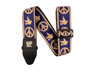 Ernie Ball P04699 CLASSIC JACQUARD GUITAR STRAP - BASS STRAP - NAVY BLUE & BEIGE PEACE LOVE DOVE