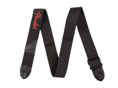 Fender PRIBOR 2" Polyester Logo Strap - Black with Red Logo