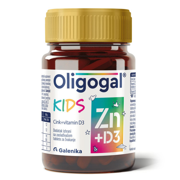 Oligogal Kids Zn + D3 tabl za žvak 60 kom