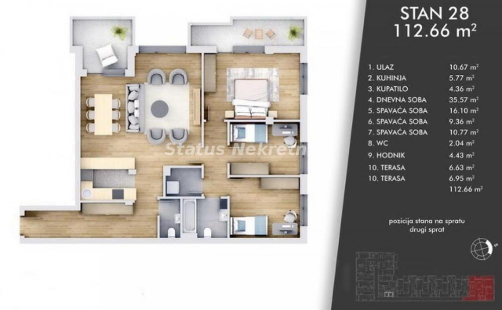 Četvorosoban stan na prodaju, 113m2, 384.100€