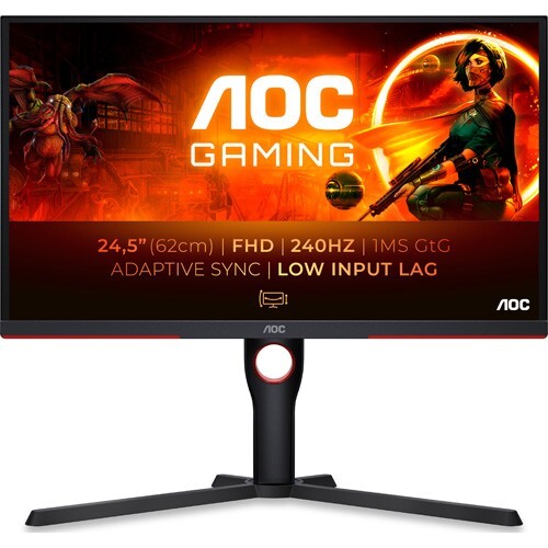 Monitor 24.5 AOC 25G3ZM/BK, FHD, VA, FreeSync, AdaptiveSync, G-Sync, 240Hz, 1ms, HDMI, DP, gamingID EK000612245