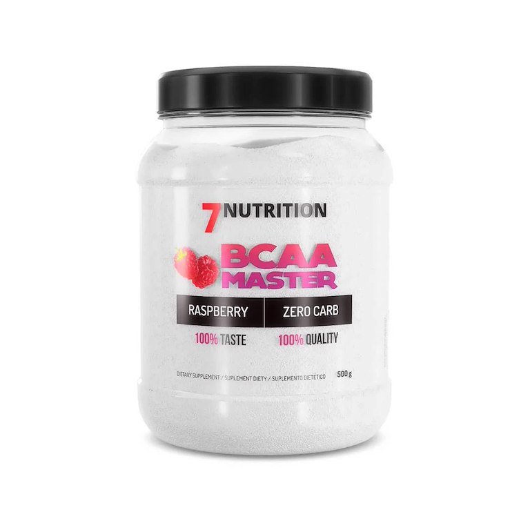 7 NUTRITION BCAA MASTER 500 g Malina, Antikatablik, Povećanje Mišićne Mase, Najbolje Apsorbujuće Aminokiseline Razgranatog Lanca, Rast i Zaštita Mišića