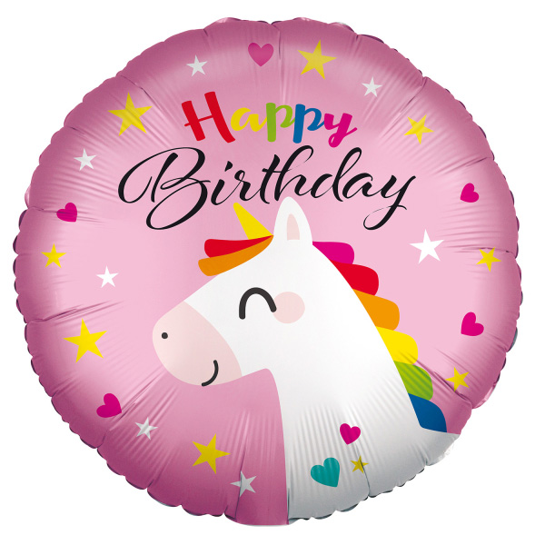 9916530
18″ Foil Silk Lustre Happy Birthday Unicorn