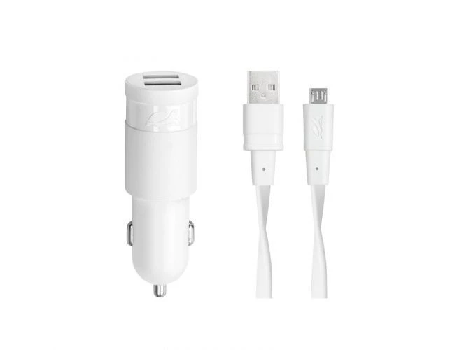 Rivacase Rivapower VA4222 (rpva4222white) auto punjač za telefone 2xUSB+kabl micro USB beli