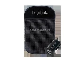 Logilink USB 2-Port punjač za auto plus pogloga protiv klizanja crna