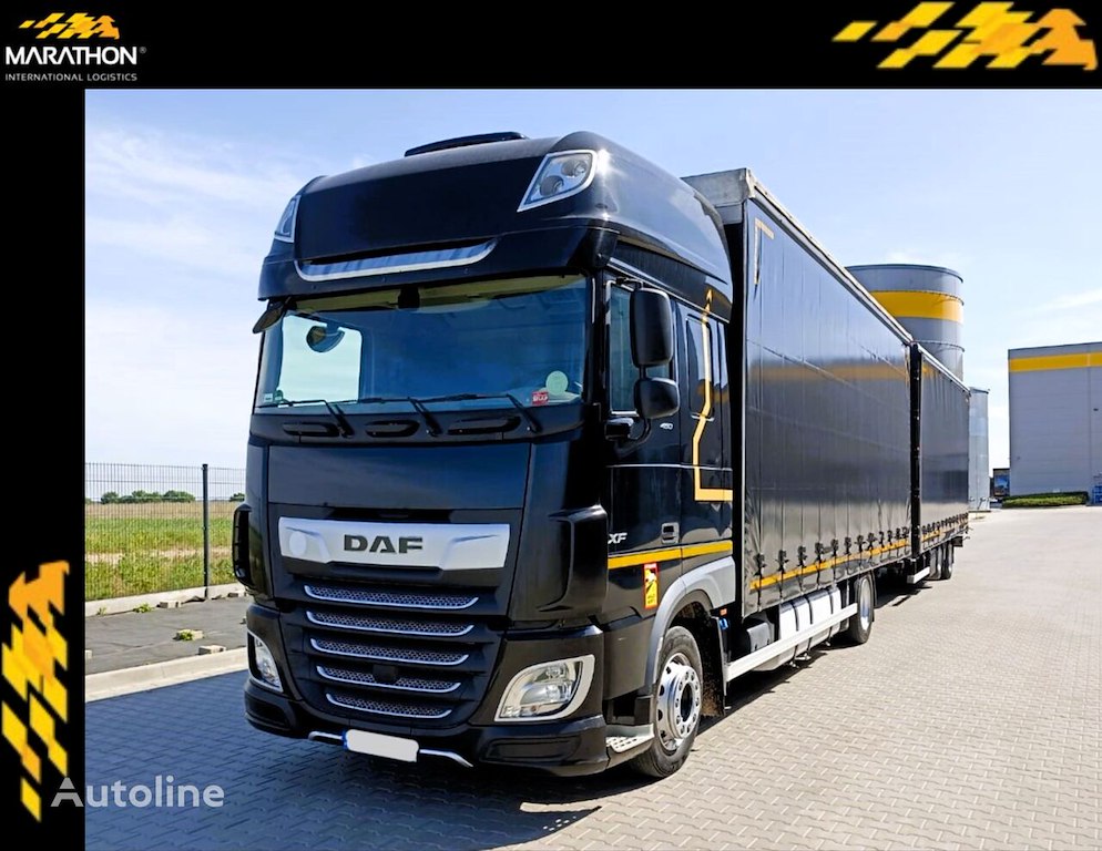 DAF XF 450 kamion sa klizna zavesa cerada + prikolica sa kliznom ceradom