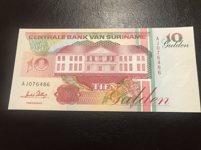 SURINAM 10 GULDENA. UNC.1998.