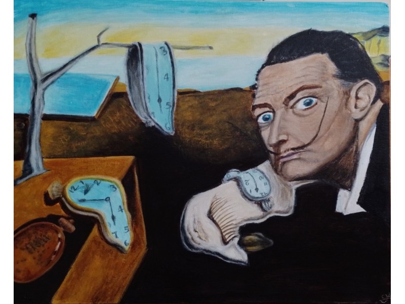 Salvador Dali in The Persistence of Memory, 50x40