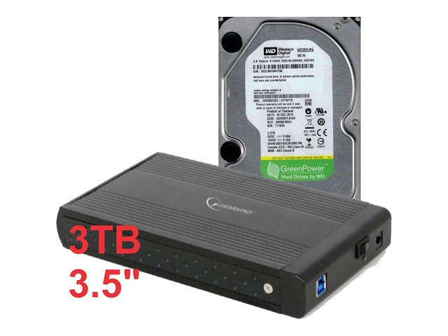 HDD 3.5 * 2TB SET USB 3.0 SATA eksterno kuciste + 2TB WD20EURX WD/ EE3-U3S-3 (4999)