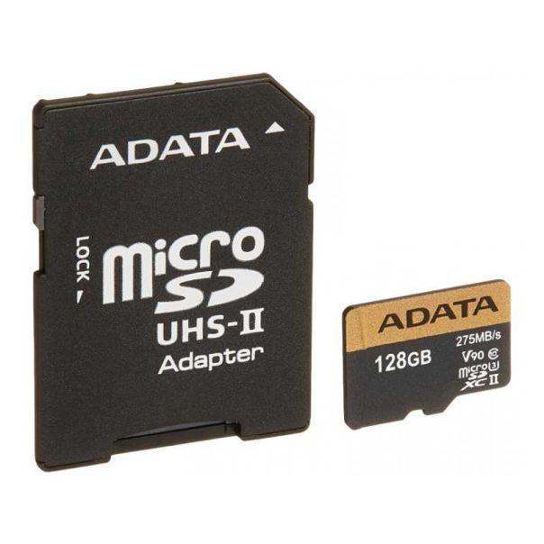 A DATA UHS-II U3 MicroSDXC 128GB class 10 + adapter AUSDX128GUII3CL10-CA1