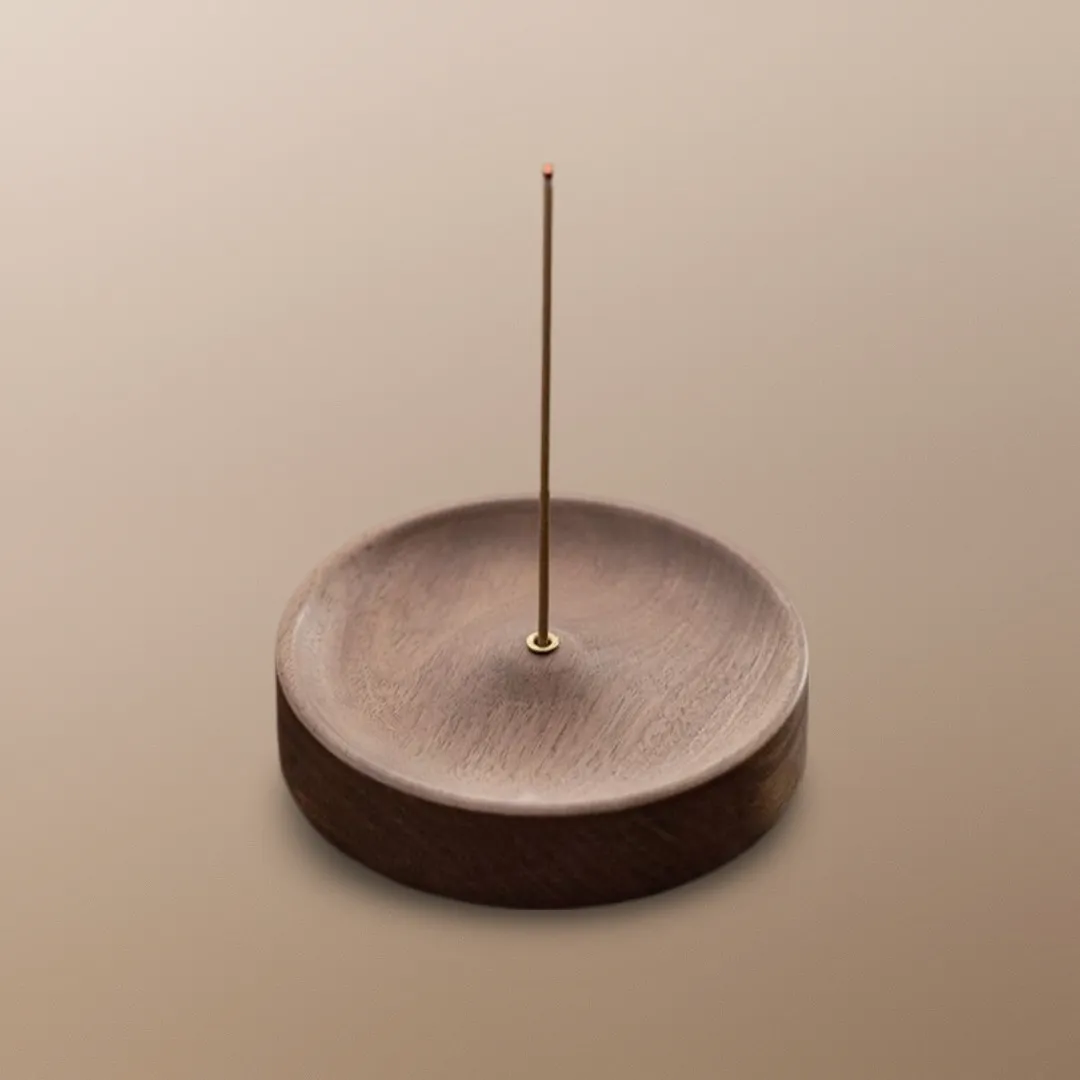 "Zen Circle" - Handcrafted Walnut Incense Holder